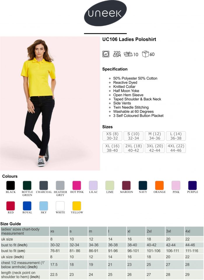 UNEEK Clothing Size Guide - The Black Shack Ltd